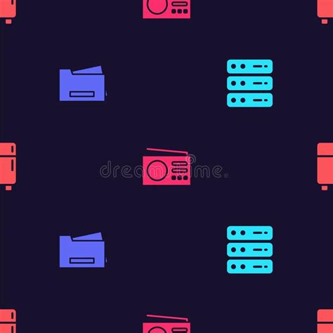 Set Server Data Web Hosting Printer Radio And Refrigerator On