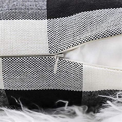 Set Of 2 Farmhouse Buffalo Check Plaid Throw Pillow 18 X 18 Inch Black