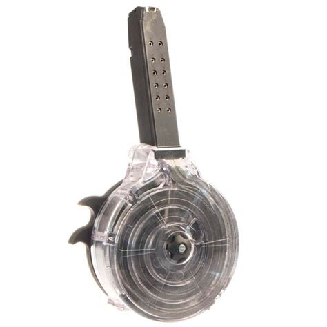 Kci Magazine Glock 40 Sandw 5010 Round Drum Clear Polymer Back High