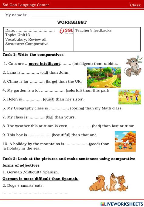 Comparative Online Exercise For Ffs Live Worksheets
