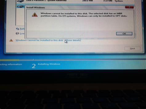 Peringatan Windows Cannot Be Installed To This Disk The Selected Disk Has An Mbr Partition