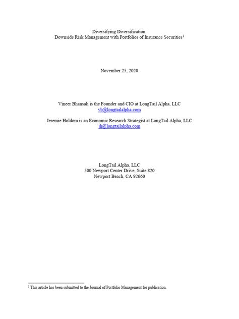 Diversifying Diversification Pdf Option Finance Diversification