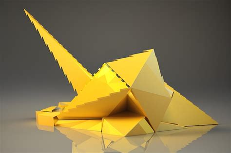 Premium Ai Image Abstract Polygon 3d Triangle Yellow Geometric Background Ai Generated