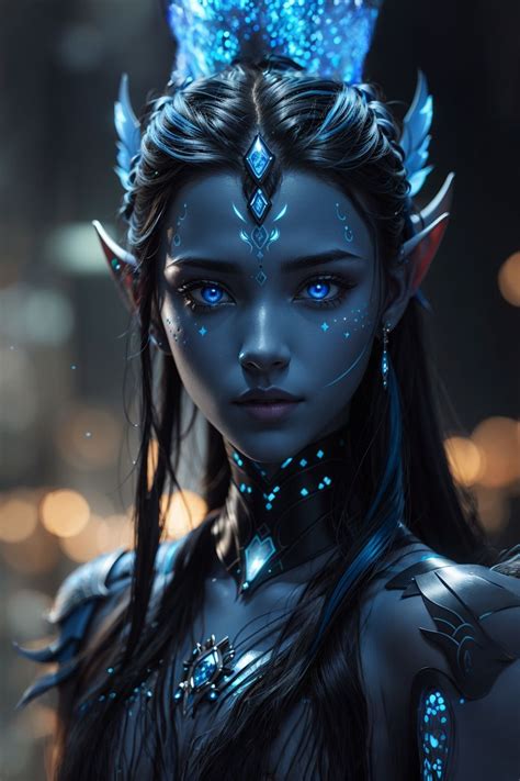 Blue Humanoid Avatar With Bioluminescent Avatar Markin 0