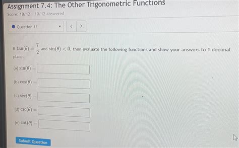solved assignment 7 4 the other trigonometric