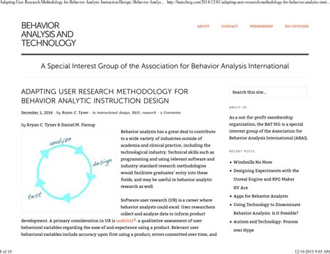 pdf adapting user research methodology for behavior analytic
