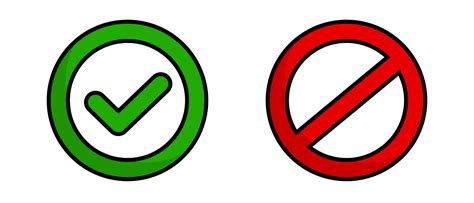 Flat Design Check Mark And Prohibited Mark Icon Set Vector Vector Art At Vecteezy