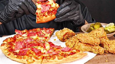 맘스터치 피자앤치킨 페퍼로니피자 세트 🍗 🍕 Asmr Mukbang Realsounds Youtube