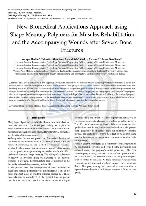 Pdf New Biomedical Applications Approach Using Shape Memory Polymers For Muscles