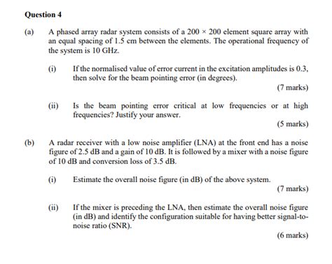 Question 4 A A Phased Array Radar System Consists