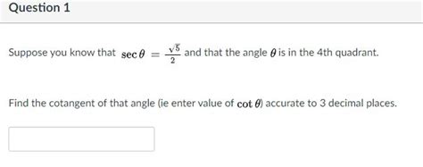 Solved Question Suppose You Know That Sec Y And That Chegg