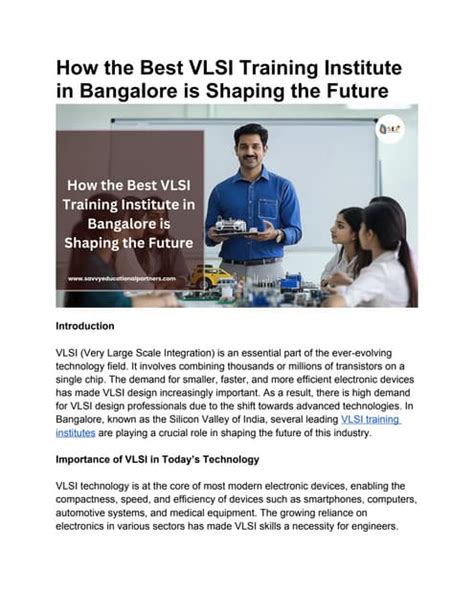 How The Best Vlsi Training Institute In Bangalore Is Shaping The Future