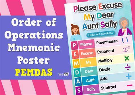 Order Of Operations Mnemonic Poster Pemdas Teacher Resources And Classroom Games Teach This