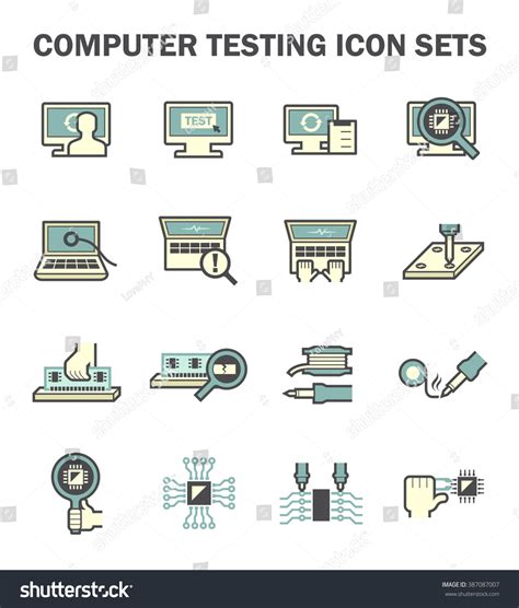 Computer Testing Vector Icon Sets Design Stock Vector Royalty Free Shutterstock