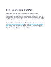 How Important Is The CPU Docx How Important Is The CPU These Days Your CPU Isn T As Important