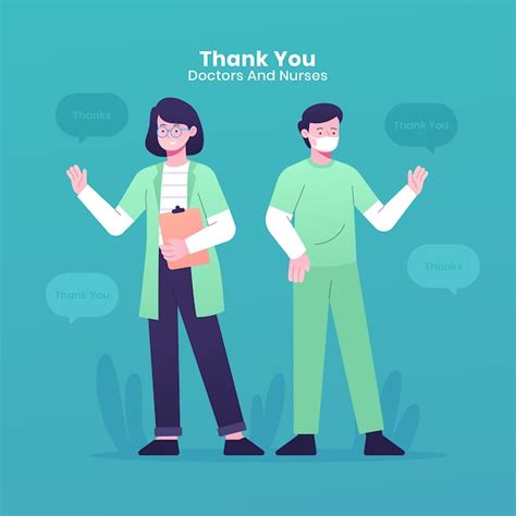 의사와 간호사 개념 감사합니다 프리미엄 벡터