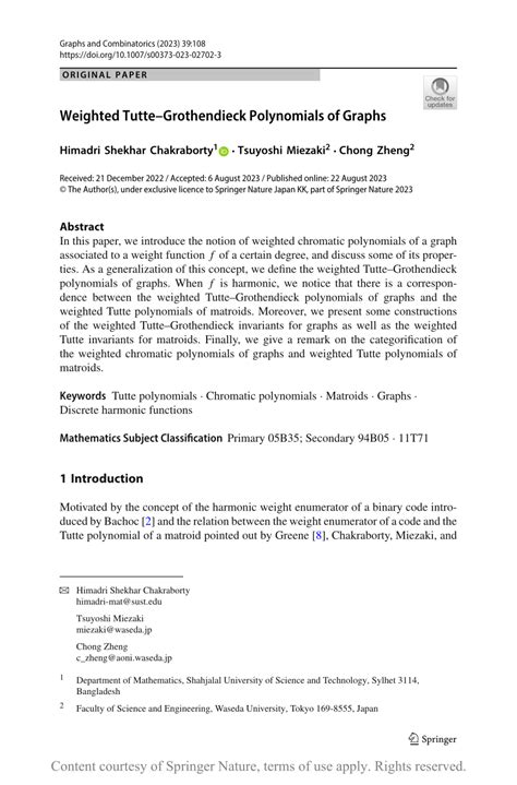 Weighted Tuttegrothendieck Polynomials Of Graphs Request Pdf