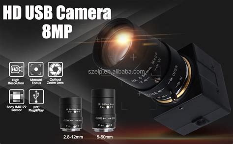 Elp High Definition 8mp 3264x2448 Usb Camera With Cs 5 50mm Varifocla Lens For Hd Cctv Security