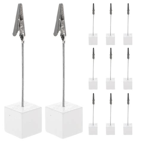 Bestomz 큐브 베이스 메모 사진 종이 클립 노트 클립 노트 종이 클립 흰색 10 개 데스크 액세서리 및 주최자