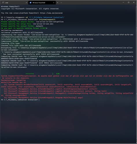 IntuneWinAppUtil Crashes Issue Microsoft Terminal GitHub