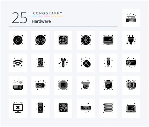 Free Vector | Hardware 25 Solid Glyph icon pack including tv hardware fan searching bluetooth