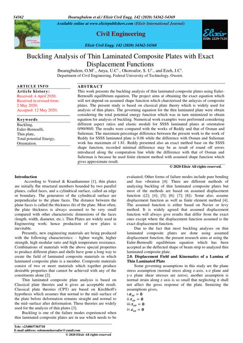 Pdf Buckling Analysis Of Thin Laminated Composite Plates With Exact