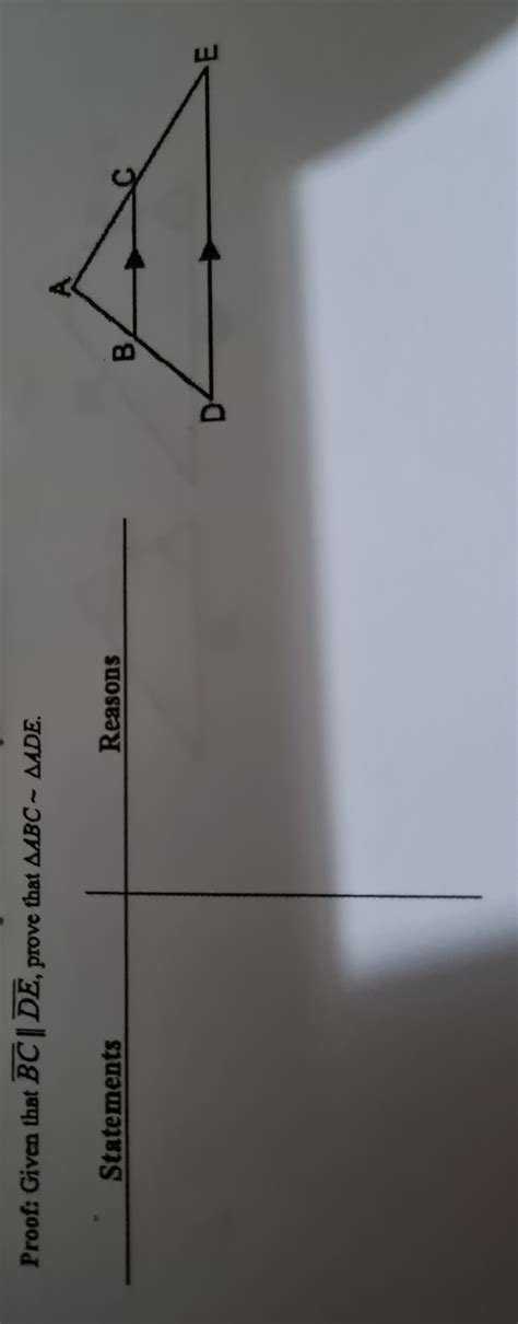 Answered Proof Given That Bc De Prove That Aabc~aade Statements