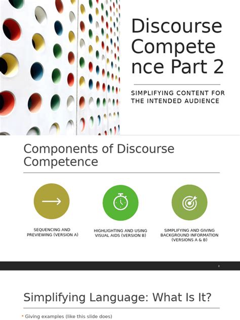 Discourse Competence Workshop Part 2 Simplifying Language Pdf