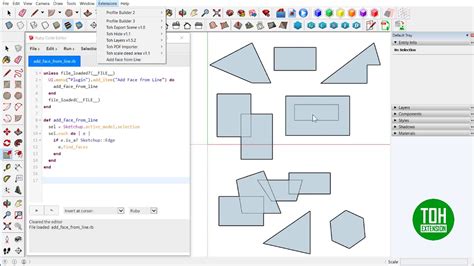 Ruby For Sketchup Add Face From Line And Make Rbz Youtube
