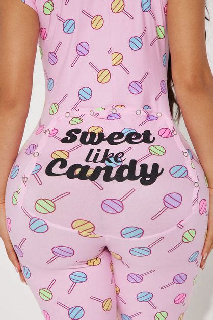 Sweet As Candy Pj Jumpsuit Onesie Pink Combo Fashion Nova
