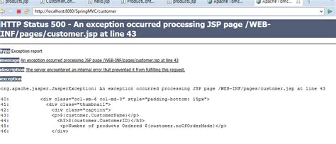 spring mvc status 500 exception occuered in jsp stack overflow