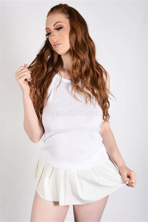 Beautiful Tall Slim Busty Redhead Model Dressed As A Elf Stock Photo Image Of Green Model