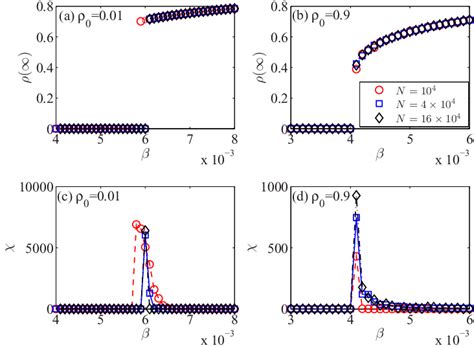steady infected density ρ ∞ and susceptibility measure χ on random