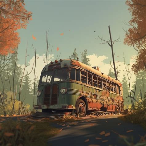 The Bus Animation Premium Ai Generated Image