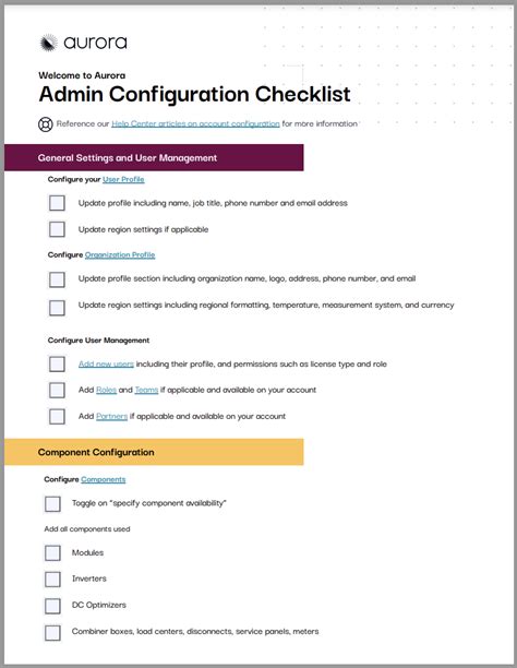 Admin Configuration Checklist Aurora Solar Help Center