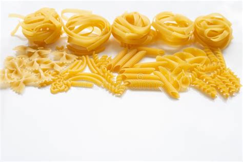 Different Types Of Dry Pasta On White Stock Photo Image Of Nutrition Delicious