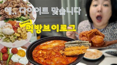 다이어트 먹방 브이로그 ㅣ 코끼리만큼 먹어치우는 아가리어터 보러오세요 스테비아방토곤약미김치찌개두부카레차돌치커리샐러드된장찌개실비한우곱찜닭굽네고추바사삭순두부계란