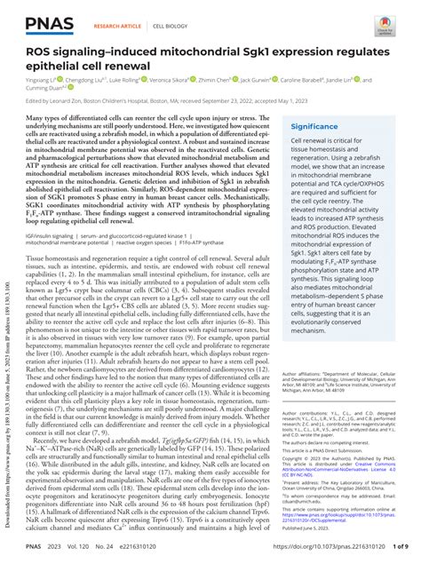 pdf ros signaling induced mitochondrial sgk1 expression regulates