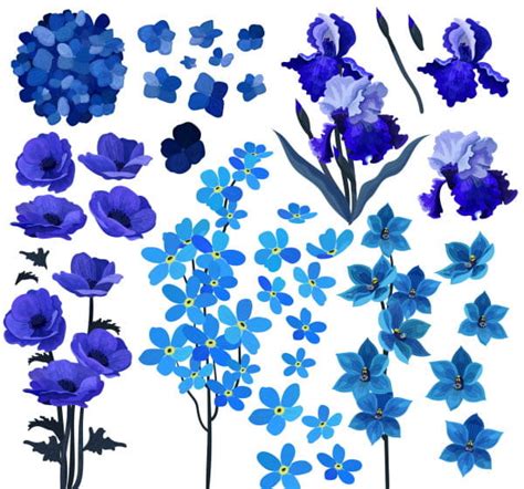자연적인 꽃잎 아이콘 블루 바이올렛 장식 클래식 디자인 Ai Eps Uidownload