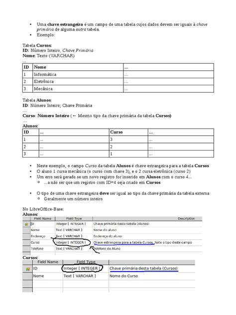tutorial chave estrangeira lobase pdf tabela banco de dados