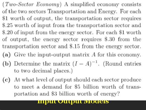 Input Output Models Finite 3 5 Application In