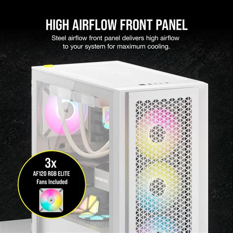 Corsair 4000d Airflow Rgb Tempered Glass Mid Tower Pc Case True White