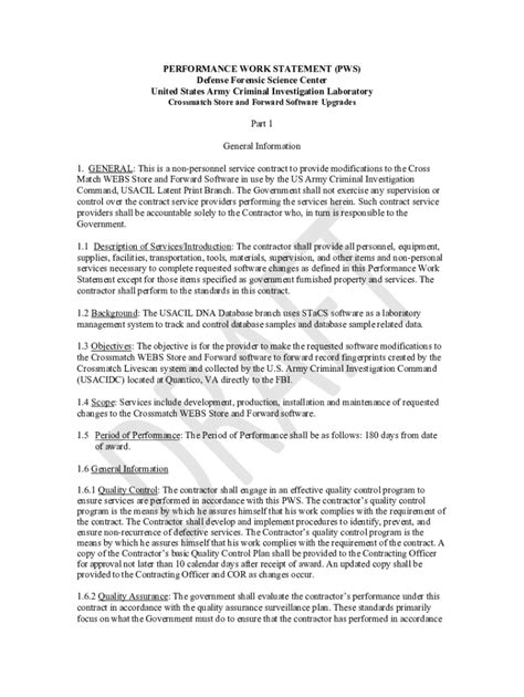 Fillable Online Performance Work Statement Pws Defense Fax Email Print Pdffiller