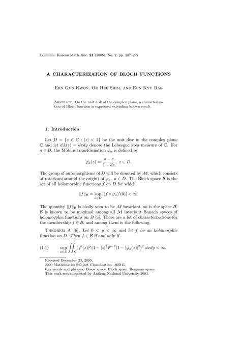 Pdf A Characterization Of Bloch Functions