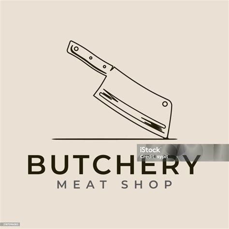 정육점 칼 라인 아트 로고 아이콘 및 상징 벡터 일러스트 레이 션 디자인 그래픽 템플릿 고기에 대한 스톡 벡터 아트 및 기타 이미지 고기 농업 농장 Istock