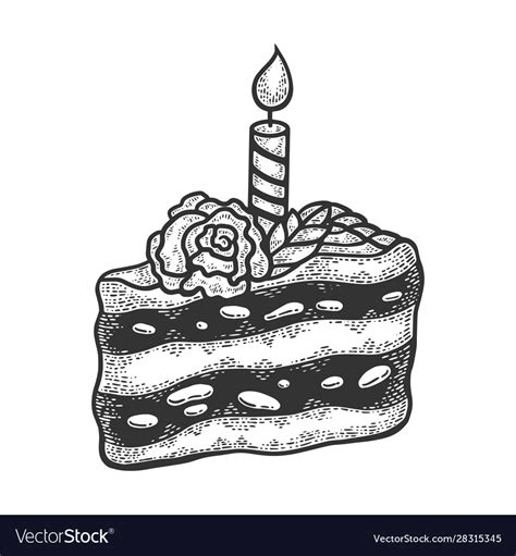 Birthday Cake Sketch Engraving Royalty Free Vector Image