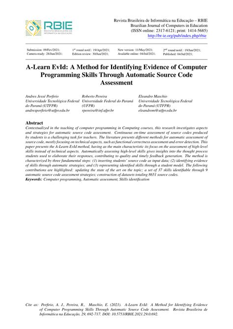 Pdf A Learn Evid A Method For Identifying Evidence Of Computer Programming Skills Through