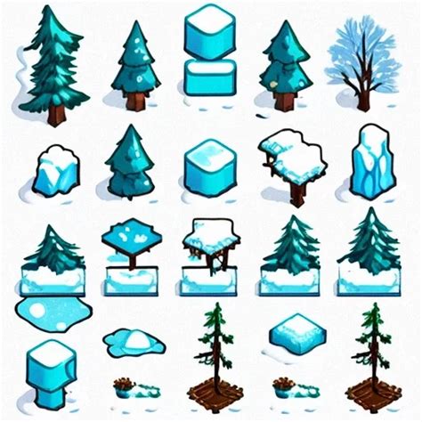 Rectangular Ice And Snow Tilemap For 2d Games Sprite Sheet Include