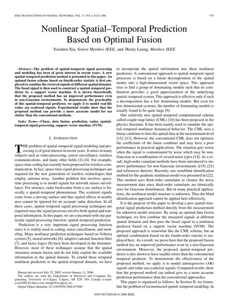 Pdf Nonlinear Spatialtemporal Prediction Based On Optimal Fusion