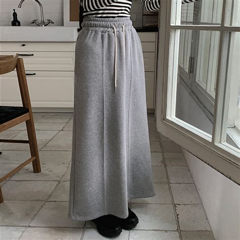 🎬 드엘 양기모 밴딩 트레이닝 뒷트임 롱 스커트 2color 에이블리